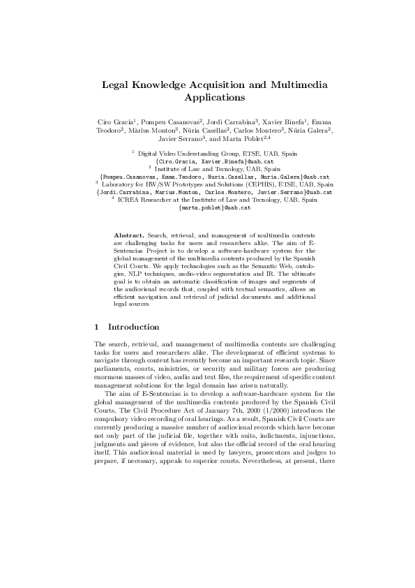 (PDF) Legal Knowledge Acquisition and Multimedia Applications