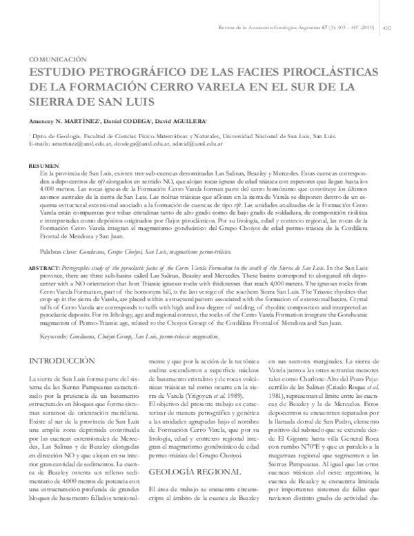 (PDF) Estudio petrográfico de las facies piroclásticas de la Formación ...