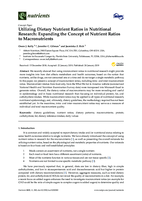 (PDF) Utilizing Dietary Nutrient Ratios in Nutritional Research ...