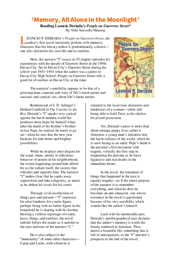 (PDF) Reading Leoncio Deriada’s People on Guerrero Street