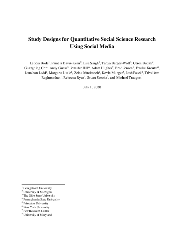 (PDF) Study Designs for Quantitative Social Science Research Using ...