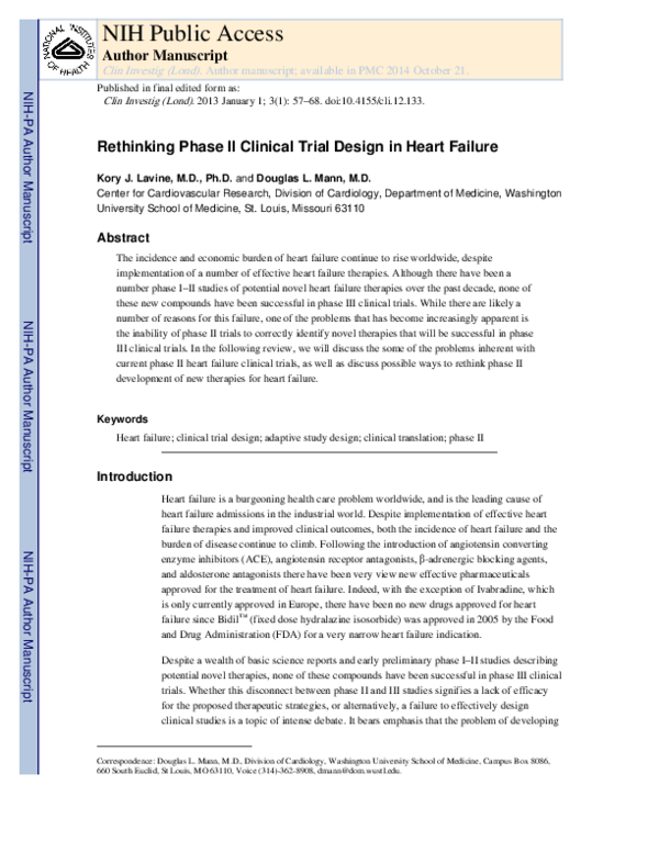 (PDF) Rethinking Phase II clinical trial design in heart failure