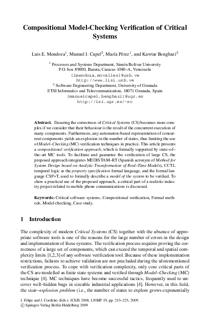 (PDF) Compositional Model-Checking Verification of Critical Systems