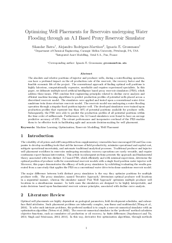 (PDF) Optimizing Well Placements for Reservoirs undergoing Water ... (PDF) Optimizing Well Placements for Reservoirs undergoing Water ...