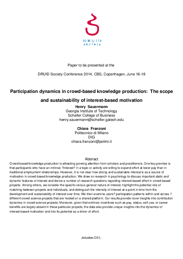(PDF) Participation Dynamics in Crowd-Based Knowledge Production: The ...