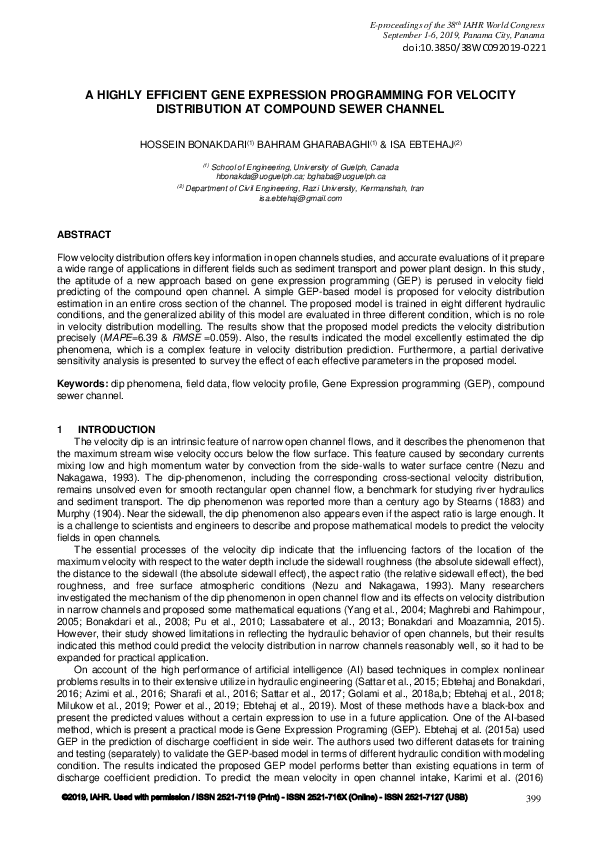 (PDF) A Highly Efficient Gene Expression Programming for Velocity ...