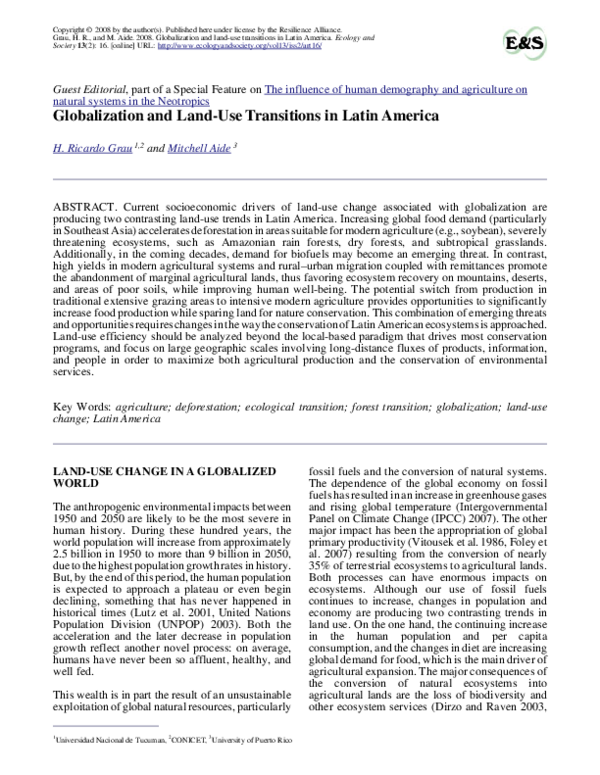 (PDF) Globalization and land-use transitions in Latin America