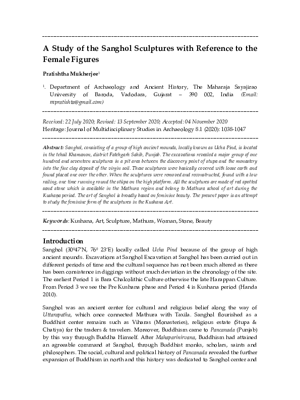 (PDF) A Study of the Sanghol Sculptures with Reference to the Female ...