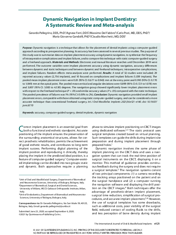 (PDF) Dynamic Navigation in Implant Dentistry: A Systematic Review and ...
