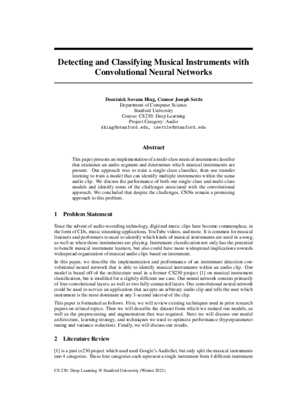 (PDF) Detecting and Classifying Musical Instruments with Convolutional ...
