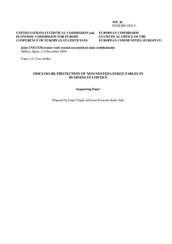 (PDF) Disclosure protection of non-nested linked tables in Business ...