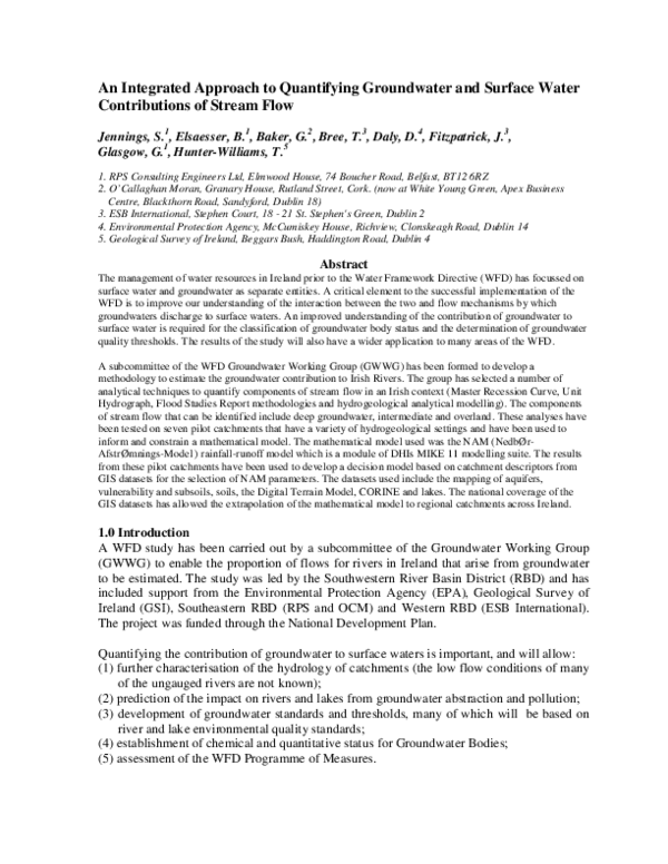 (PDF) Quantifying Groundwater's Role in Stream Flow