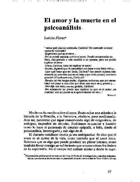 (PDF) El amor y la muerte en el psicoanálisis