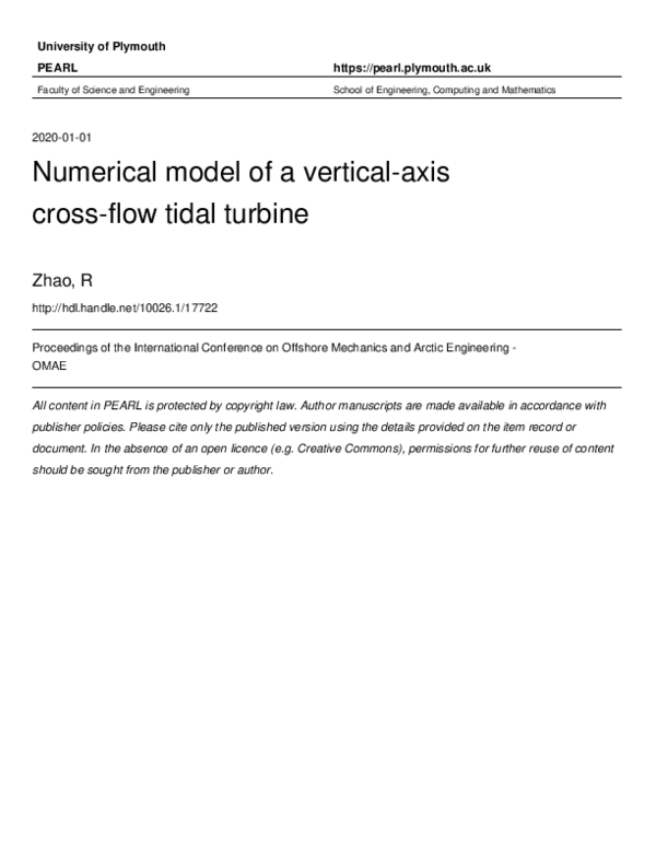 (PDF) Numerical Model of a Vertical-Axis Cross-Flow Tidal Turbine