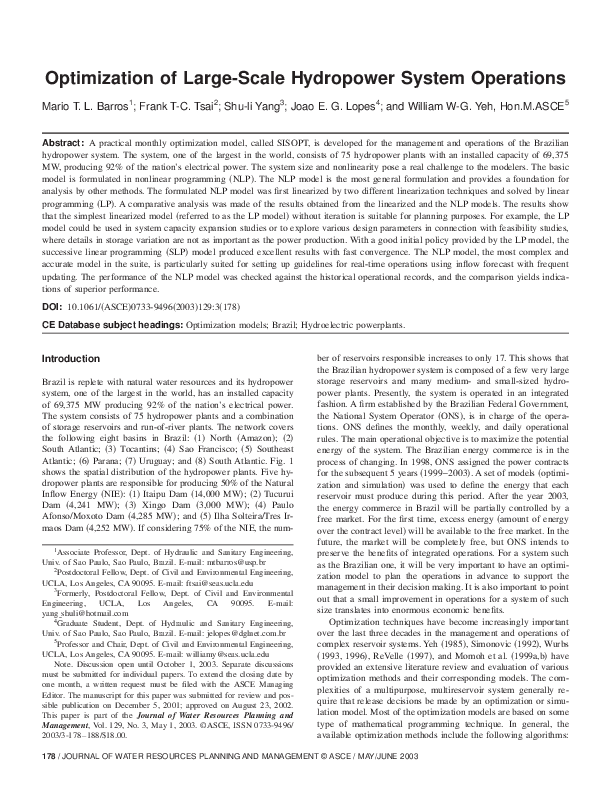 (PDF) Optimization of large-scale hydropower system operations