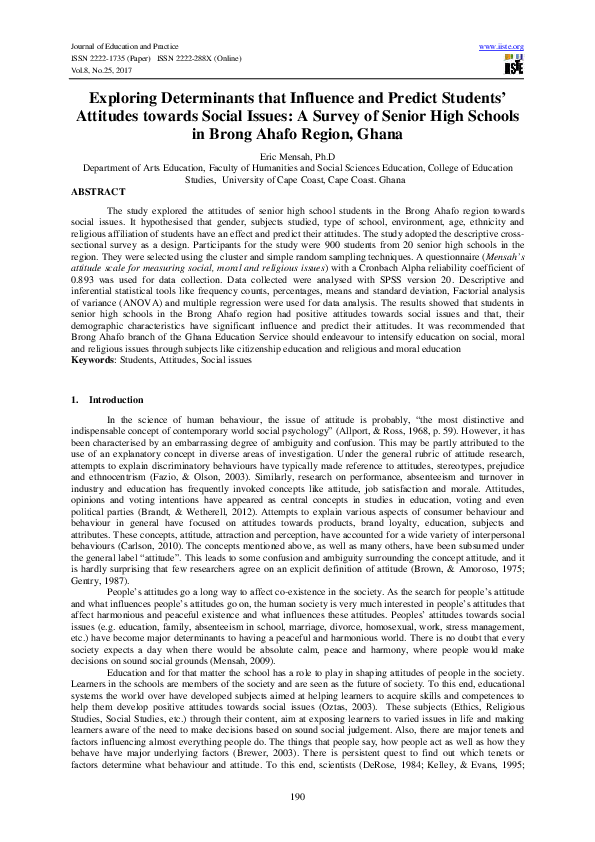 (PDF) Exploring Determinants that Influence and Predict Students ...