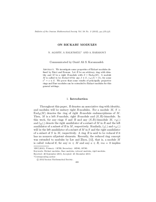 (PDF) On Rickart modules