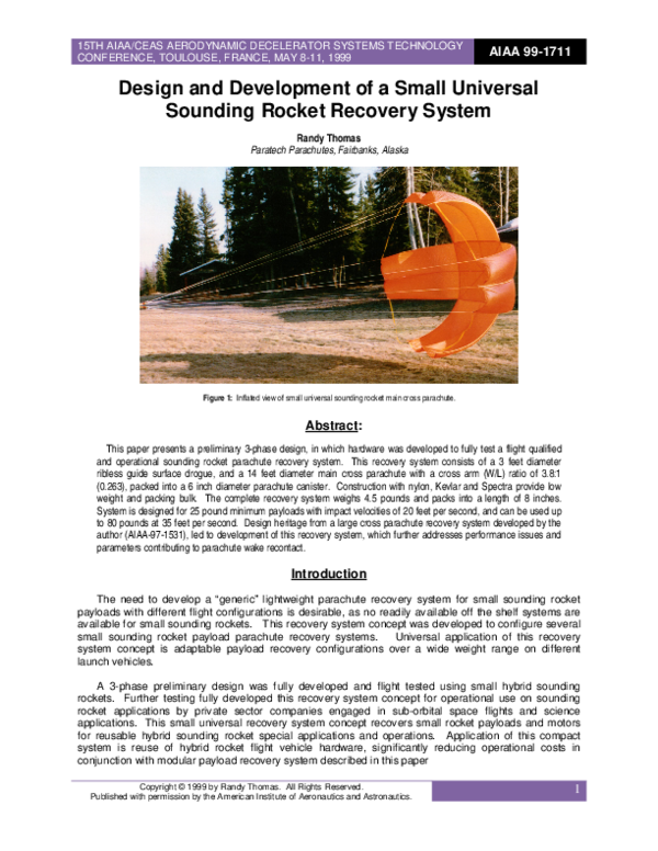 (PDF) Design and development of a small universal sounding rocket ...