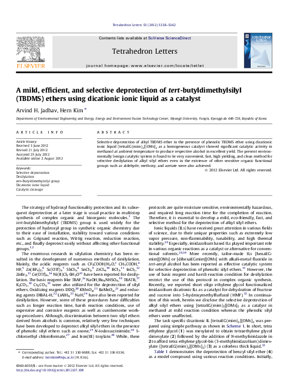 (PDF) A mild, efficient, and selective deprotection of tert ...