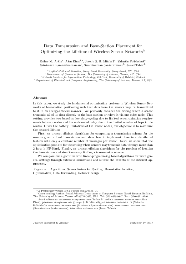 (PDF) Data Transmission and Base-Station Placement for Optimizing the Lifetime of Wireless ...