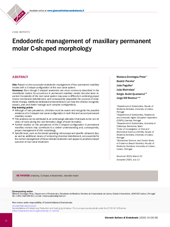 Pdf Endodontic Management Of Maxillary Permanent Molar C Shaped