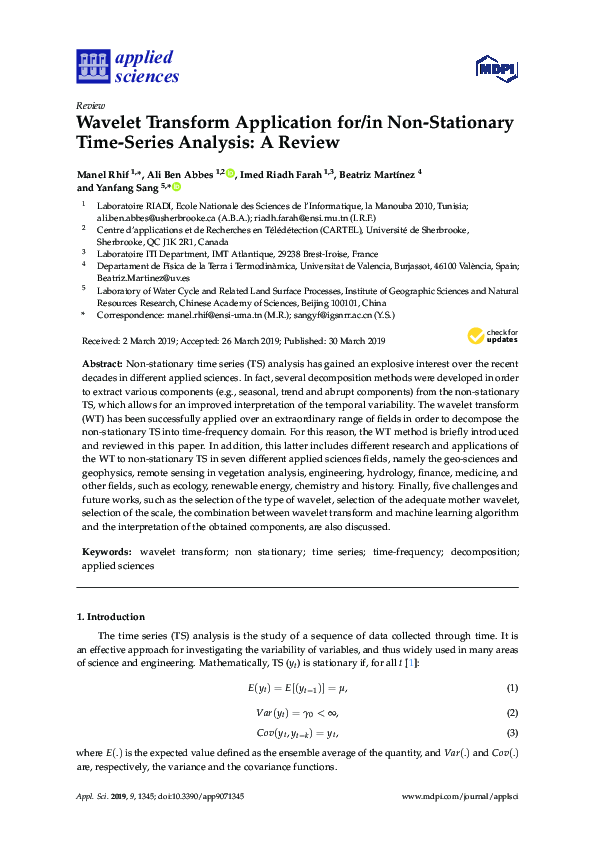 Pdf Wavelet Transform Application For In Non Stationary Time Series