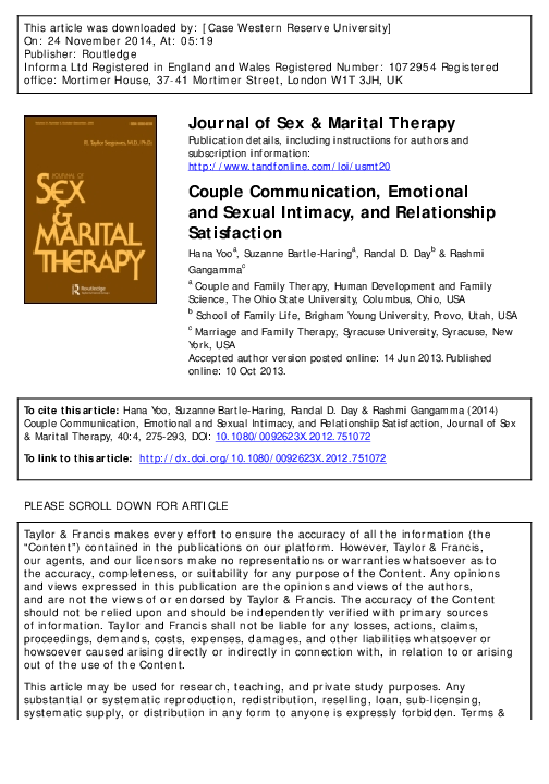 Pdf Couple Communication Emotional And Sexual Intimacy And Relationship Satisfaction
