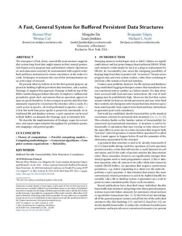 (PDF) A Fast, General System for Buffered Persistent Data Structures
