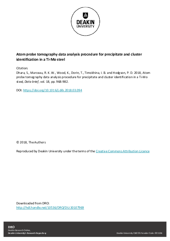 (PDF) Atom probe tomography data analysis procedure for precipitate and ...