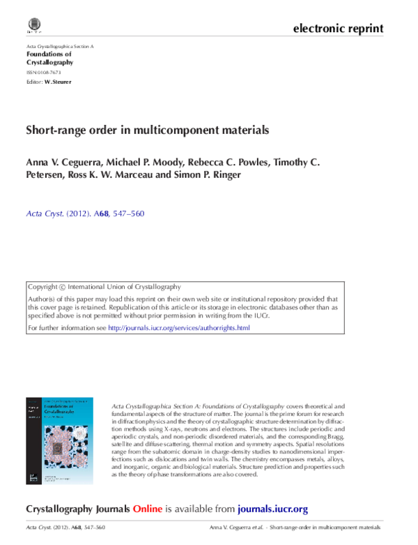 (PDF) Short-range order in multicomponent materials