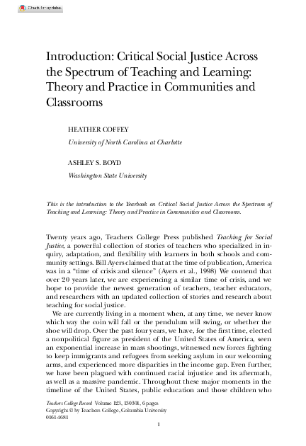 (PDF) Introduction: Critical Social Justice across the Spectrum of ...