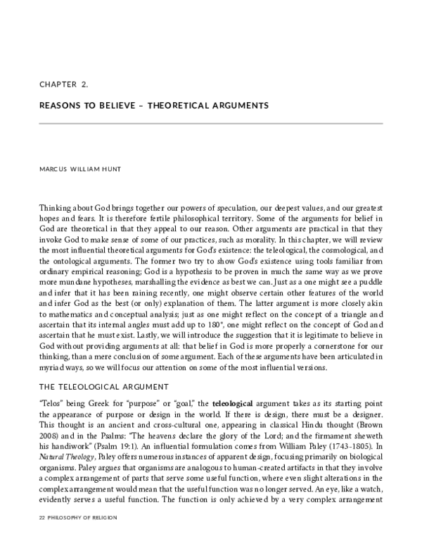 (PDF) Reasons to Believe - Theoretical Arguments
