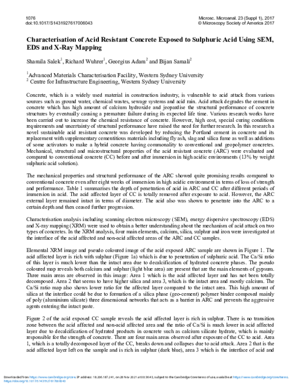 (PDF) Characterisation of Acid Resistant Concrete Exposed to Sulphuric ...