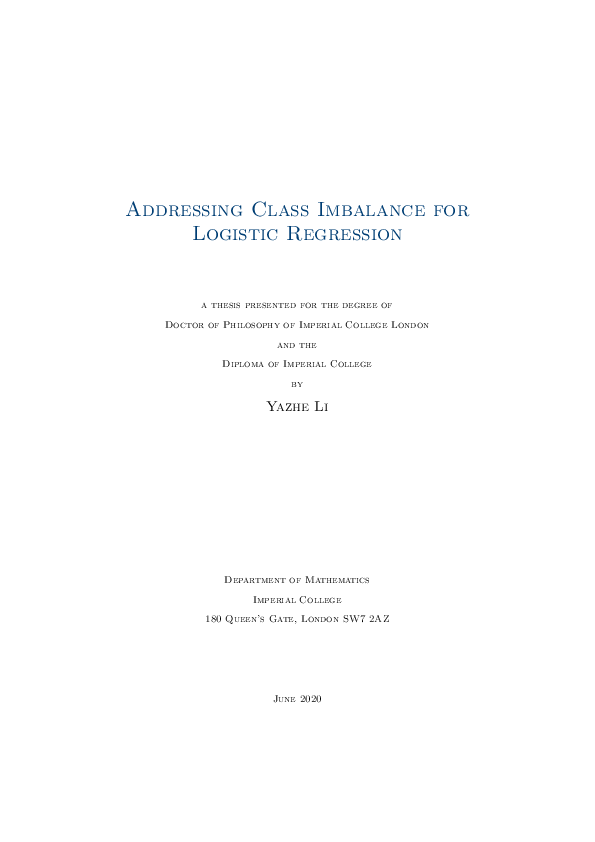 (PDF) Addressing class imbalance for logistic regression
