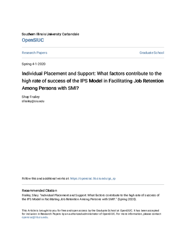 (PDF) Individual Placement and Support: What factors contribute to the ...