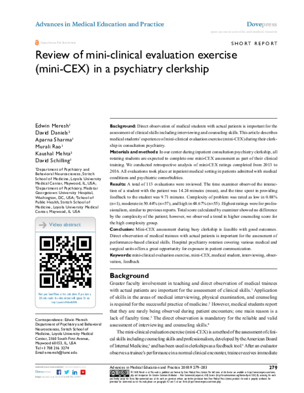 (PDF) Review of mini-clinical evaluation exercise (mini-CEX) in a ...