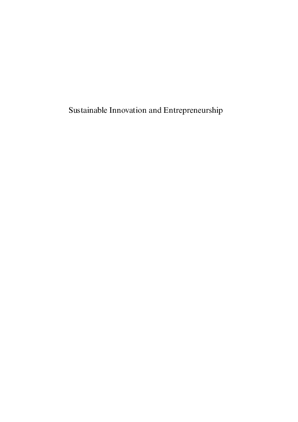 (PDF) Sustainability, Innovation and Entrepreneurship: Introduction to ...