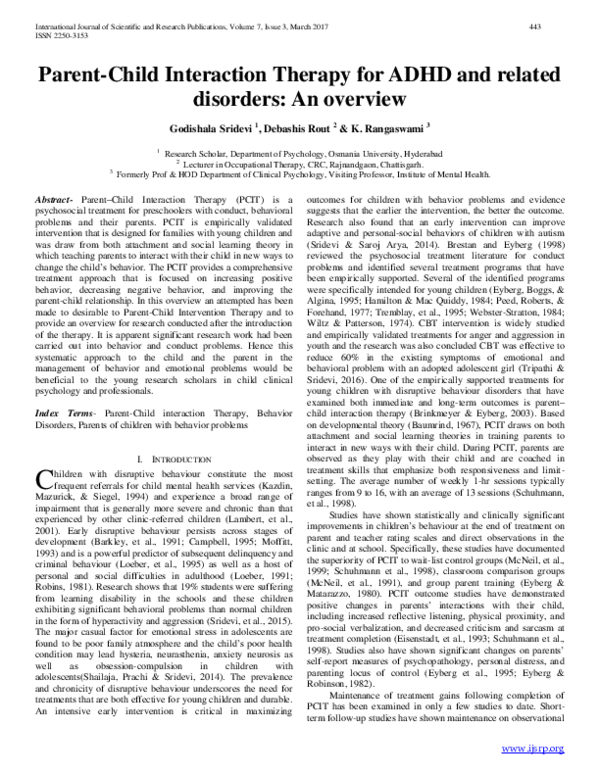 (PDF) Parent-Child Interaction Therapy for ADHD and related disorders : An overview