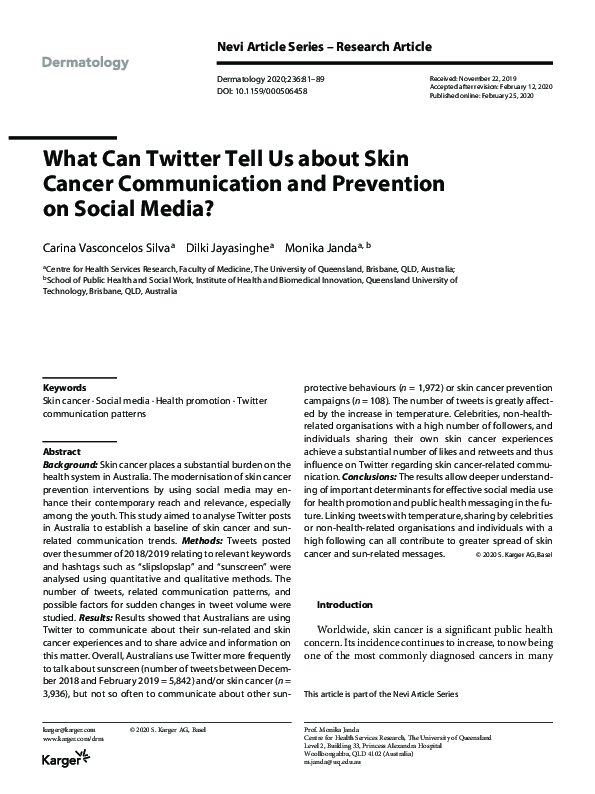 (PDF) What Can Twitter Tell Us about Skin Cancer Communication and ...