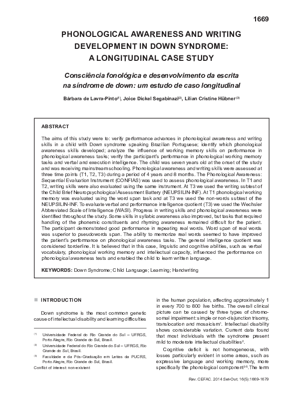 (PDF) Development in Down Syndrome : A Longitudinal Case Study