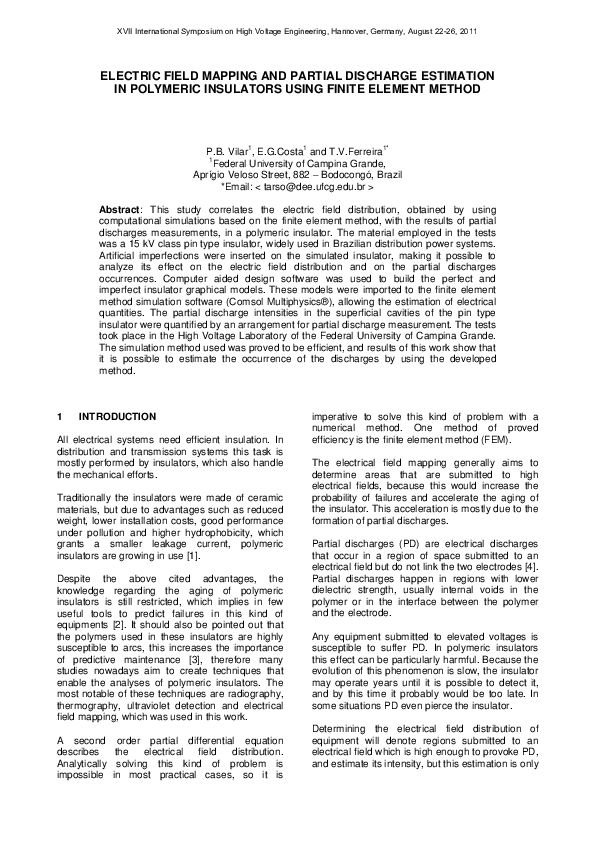 (PDF) Electric Field Mapping and Partial Discharge Estimation in Polymeric Insulators Using ...