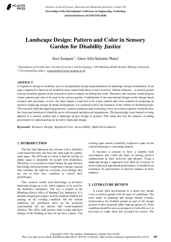 (PDF) Landscape Design: Pattern and Color in Sensory Garden for ...