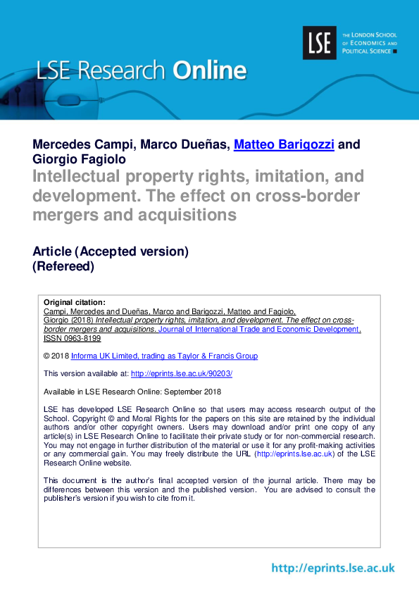 (PDF) Intellectual property rights, imitation, and development. The ...
