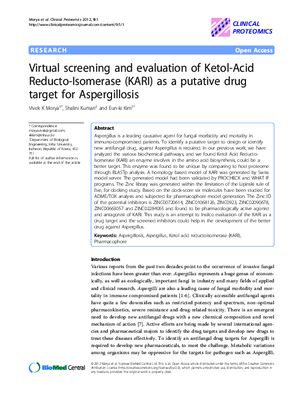 (PDF) Virtual screening and evaluation of Ketol-Acid Reducto-Isomerase ...