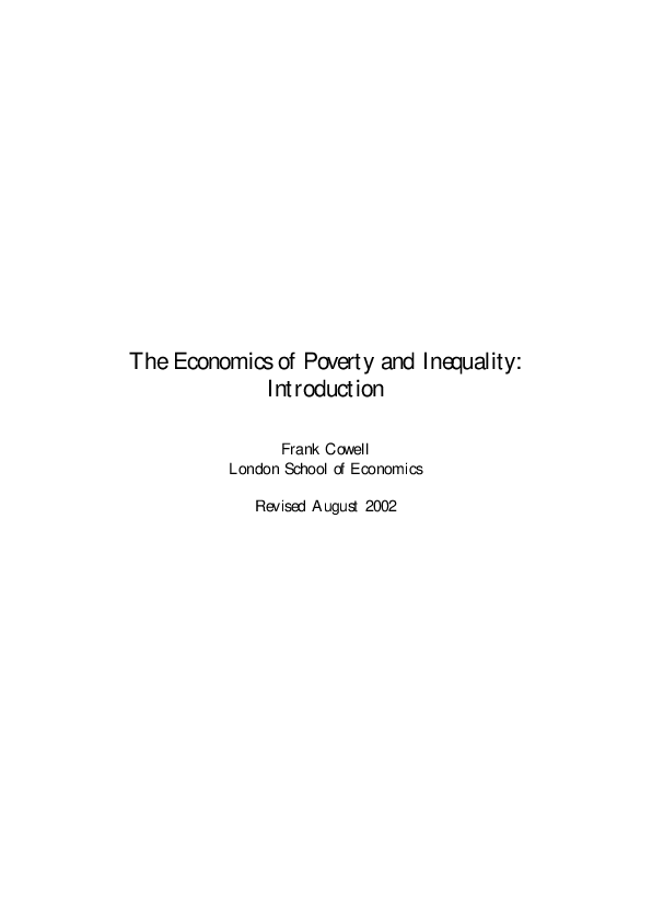 (PDF) The Economics of Poverty and Inequality