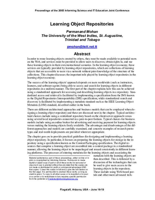 (PDF) Learning Object Repositories | Permanand Mohan - Academia.edu