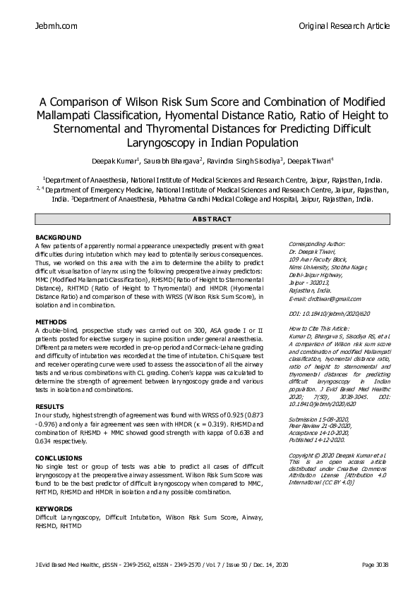 (PDF) A Comparison of Wilson Risk Sum Score and Combination of Modified ...
