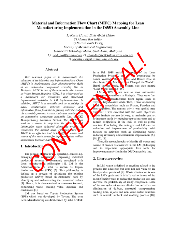 (PDF) Material and Information Flow Chart ( MIFC ) Mapping for Lean ...
