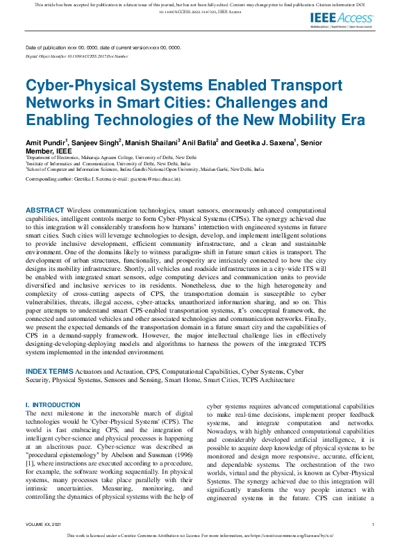 (PDF) Cyber-Physical Systems Enabled Transport Networks in Smart Cities ...
