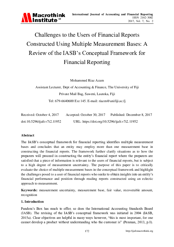 (PDF) Challenges to the Users of Financial Reports Constructed Using ...